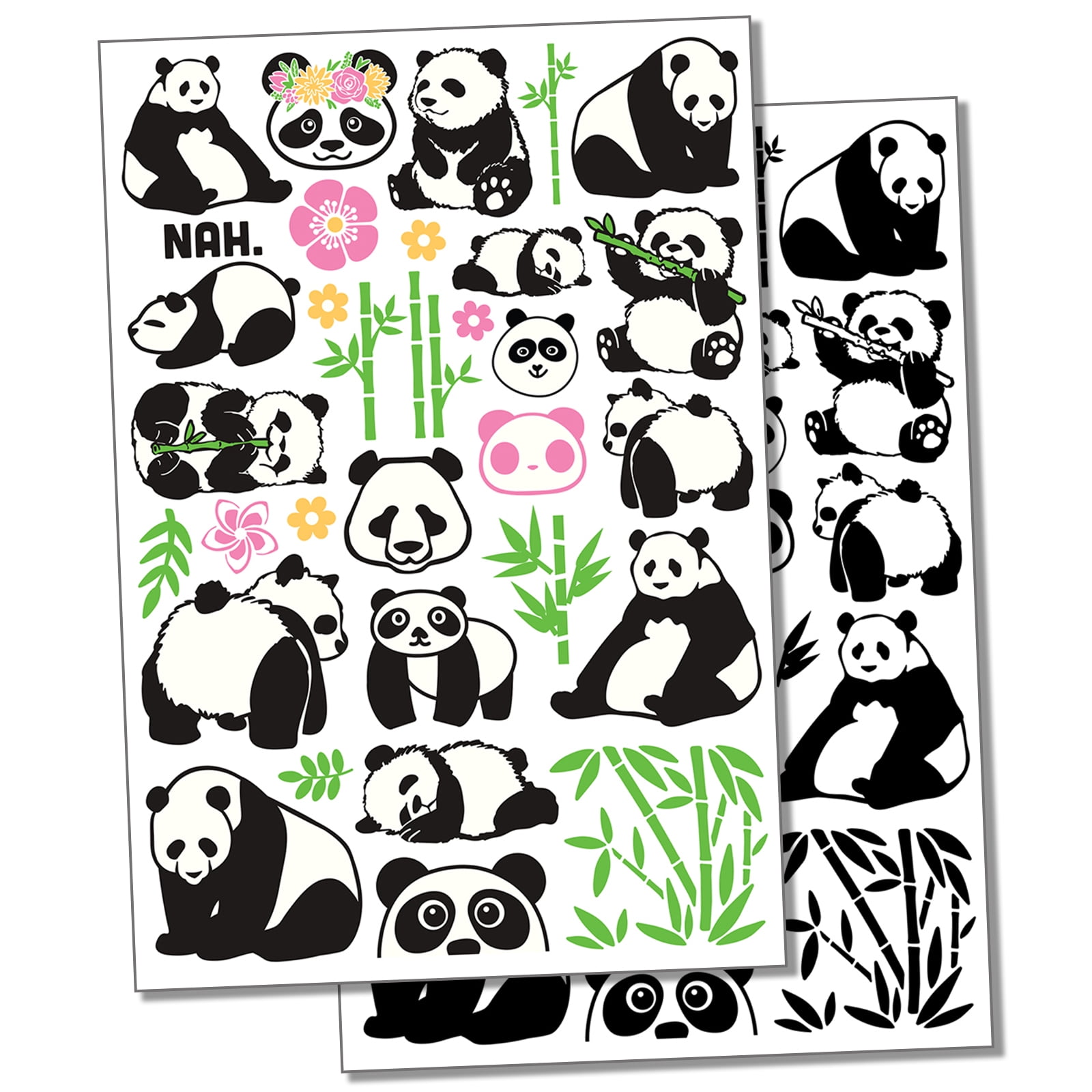 Giant Panda Bear Bamboo Water Resistant Temporary Tattoo Set Fake Body ...
