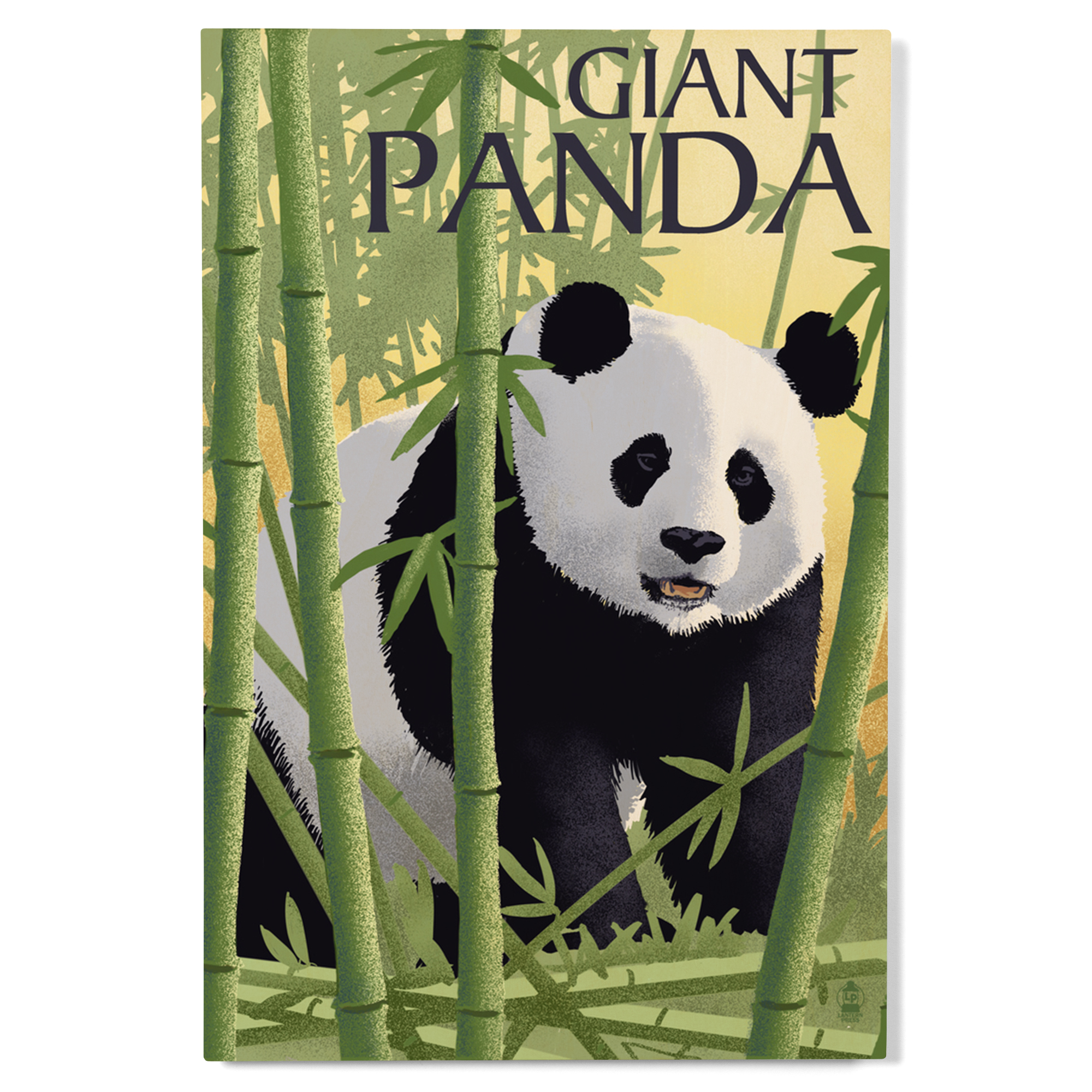 Giant Panda, Lithograph Series Birch Wood Wall Sign (12x18 Rustic Home ...
