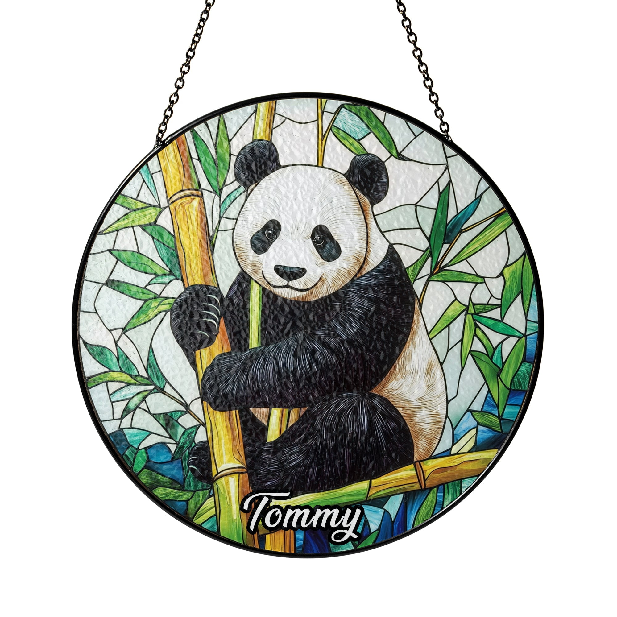 Giant Panda Stained Glass Suncatcher - Adorable Wildlife Window Hanging ...
