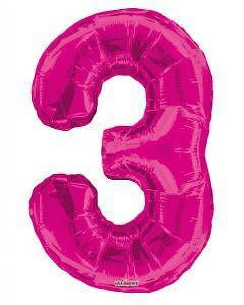 Giant Pink Number 3 Foil Balloon 34" - Walmart.com