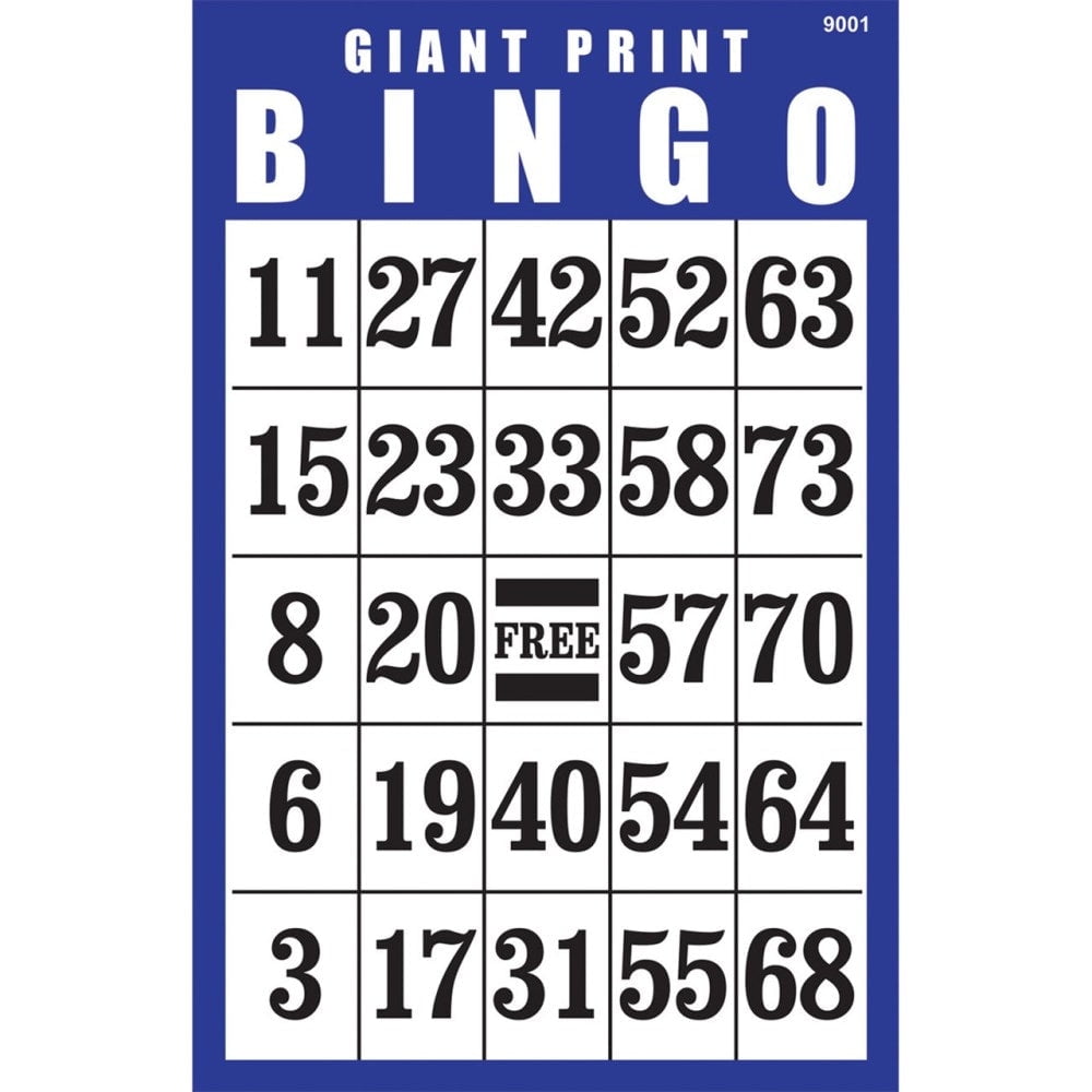 Giant Print Laminated Bingo Card - Walmart.com