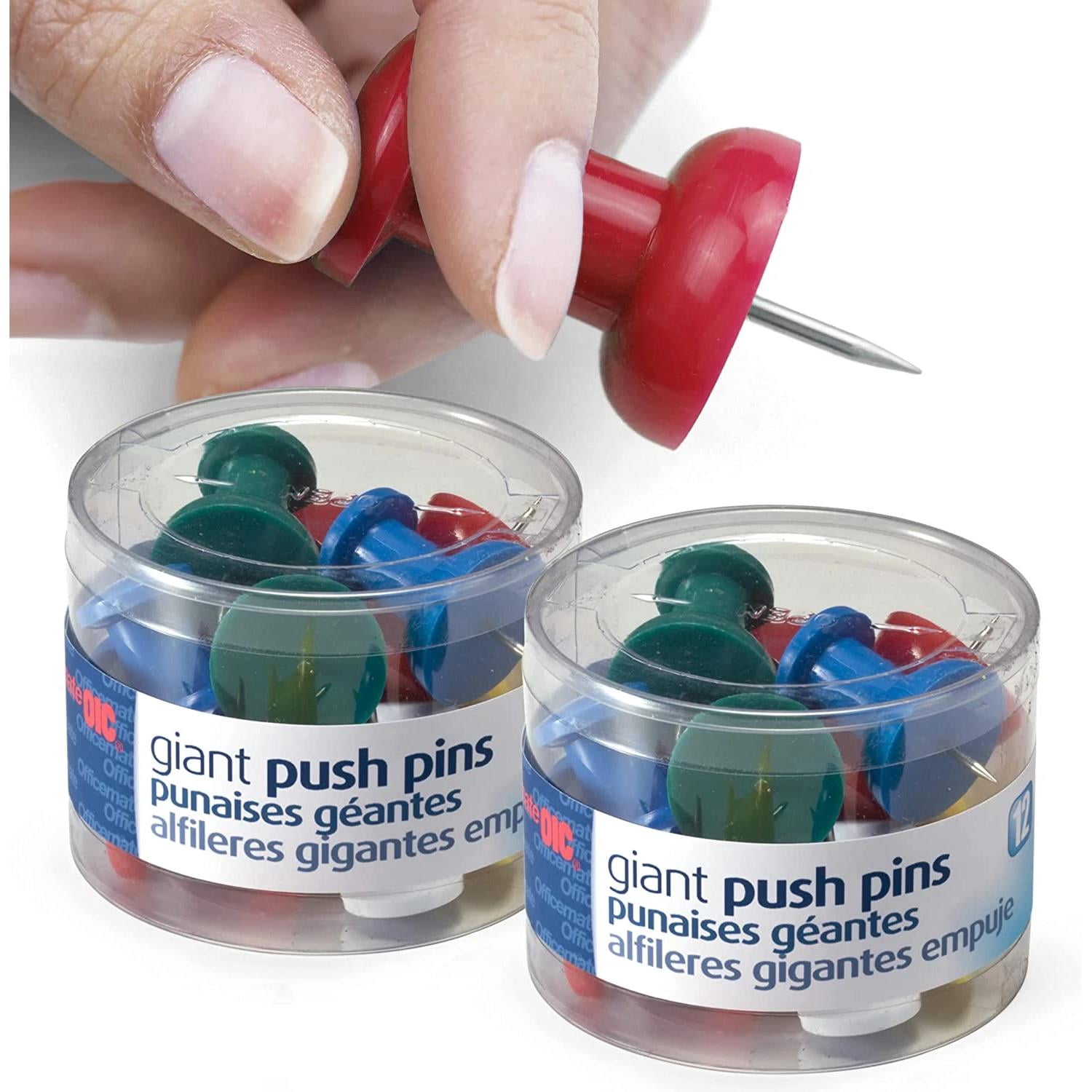 Giant Push Pins, 1.5" Assorted Colors, 2 Tubs of 12 (92905) - Walmart.com