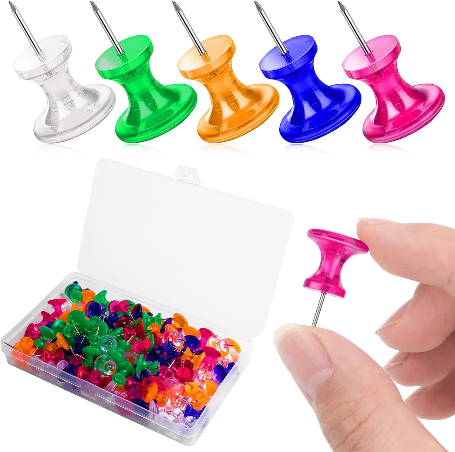 Giant Push Pins, 100Pcs 1 Inch Standard Thumb Tacks Clear Thumb Tacks ...