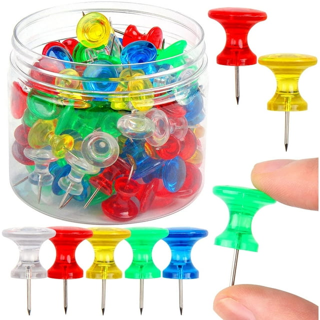 Giant Push Pins Colorful 100-Pack Large Thumbtacks Used for Cork Board ...