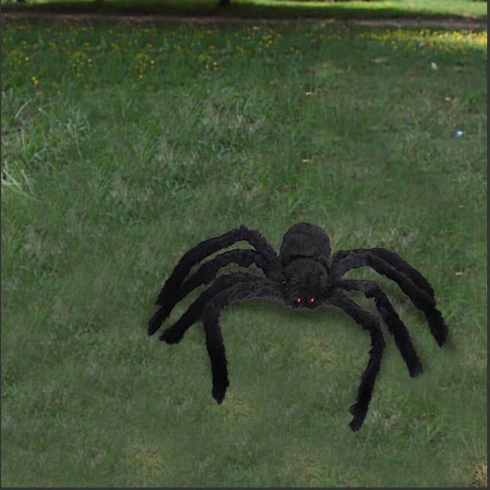 Giant Realistic Hairy Spider Halloween Decor, 90Cm Scary Red Eyes ...