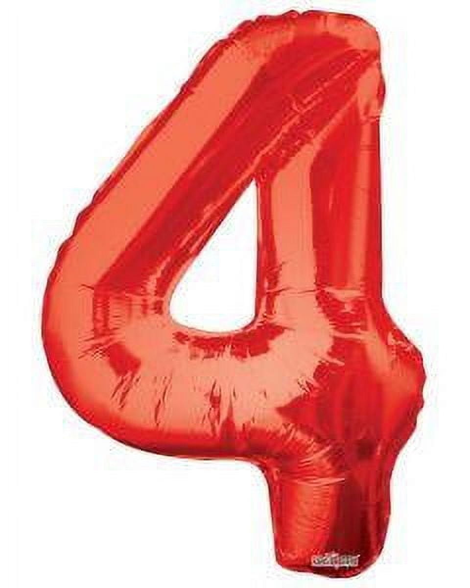 Giant Red Number 4 Foil Balloon 34" - Walmart.com