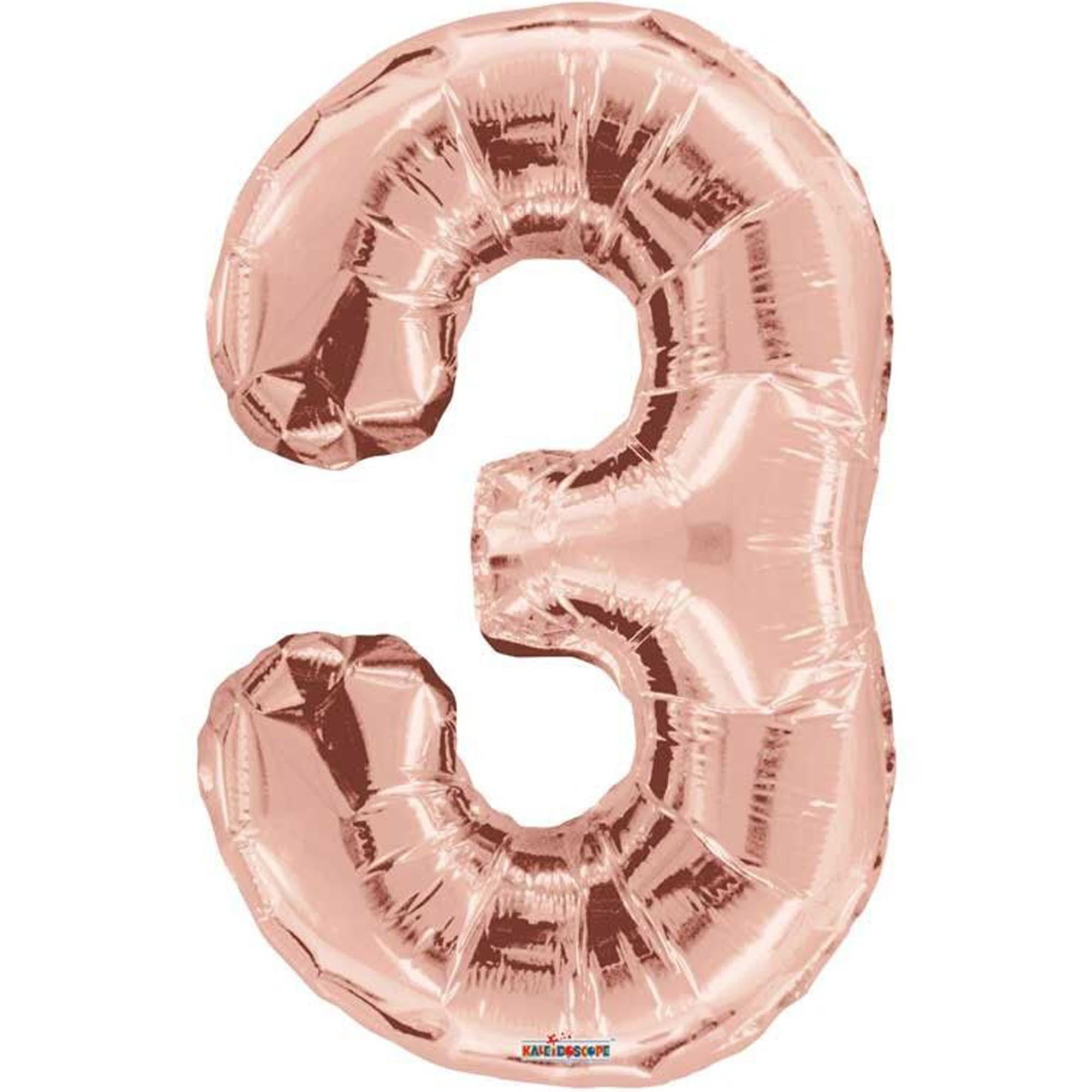 Giant Rose Gold Number 3 Foil Balloon 34" - Walmart.com