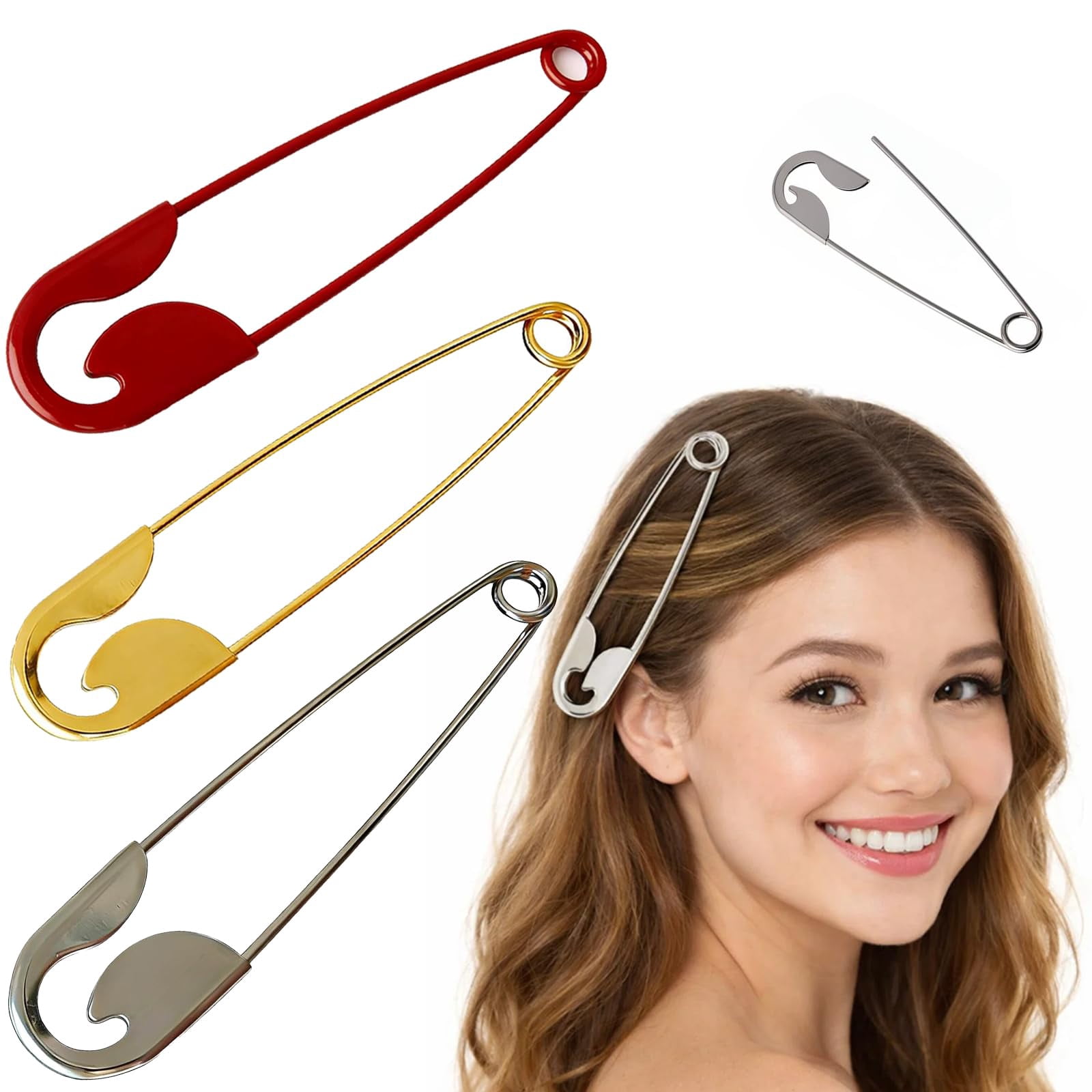 Giant Safety Pin Hair Clip, 6.3