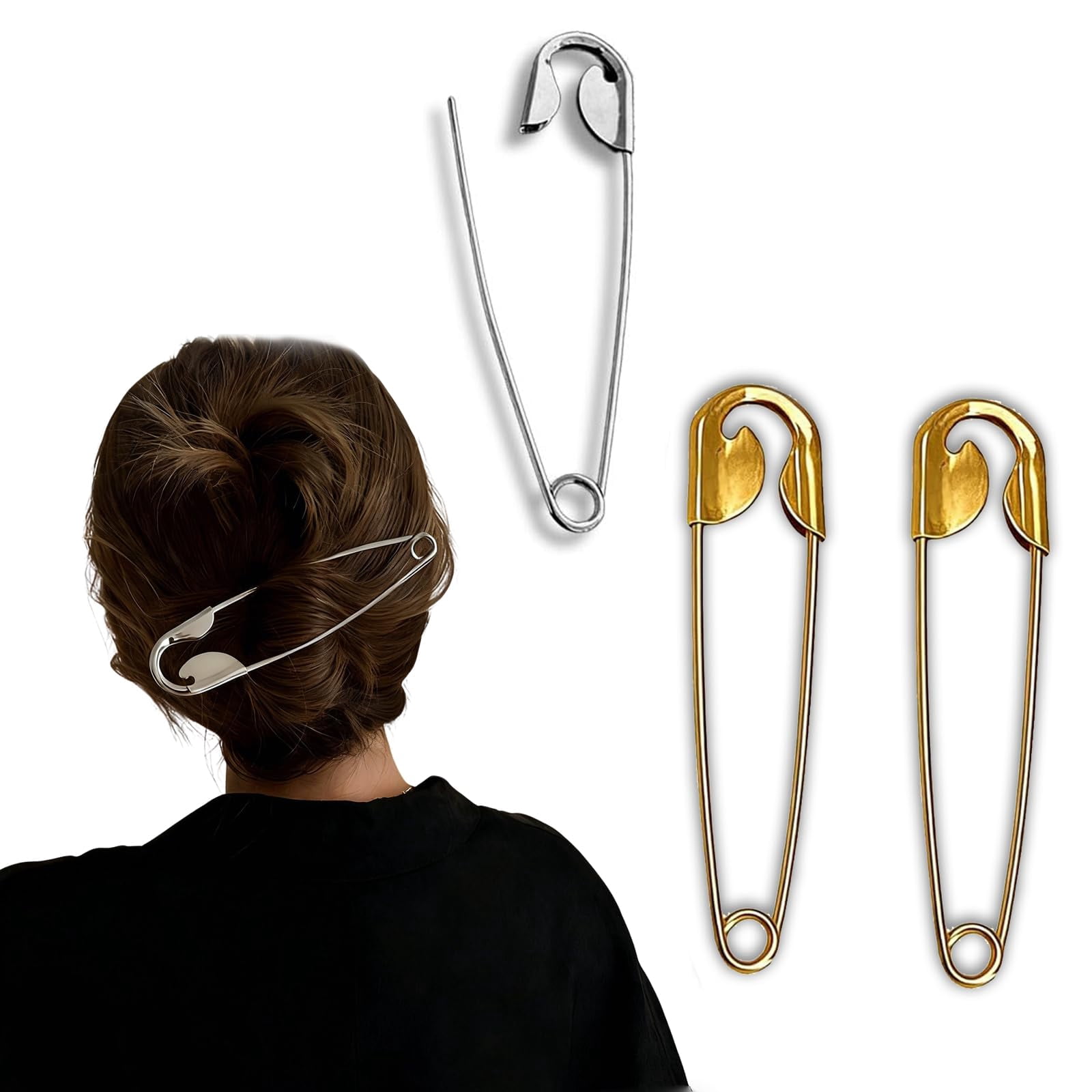 Giant Safety Pin Hair Clip - Jumbo Safety Pins, Safety Pin Hair Clip, 6 ...