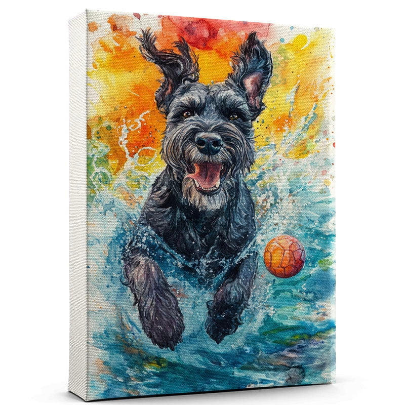 Giant Schnauzer Cute Dog Swimming Stretched Canvas Size 8x12 – Retro ...