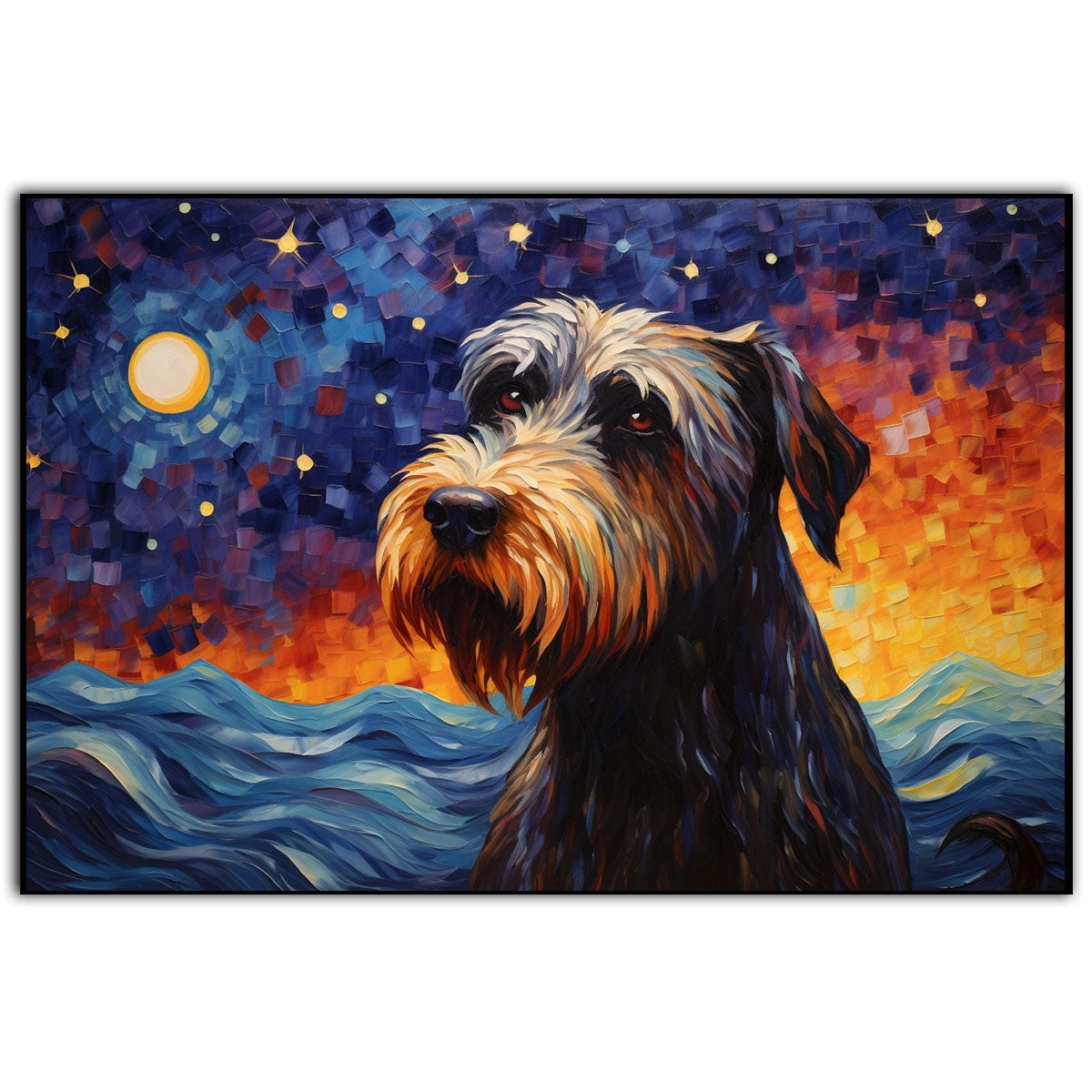 Giant Schnauzer Dog Canvas Prints of Starry Night Paintings ...