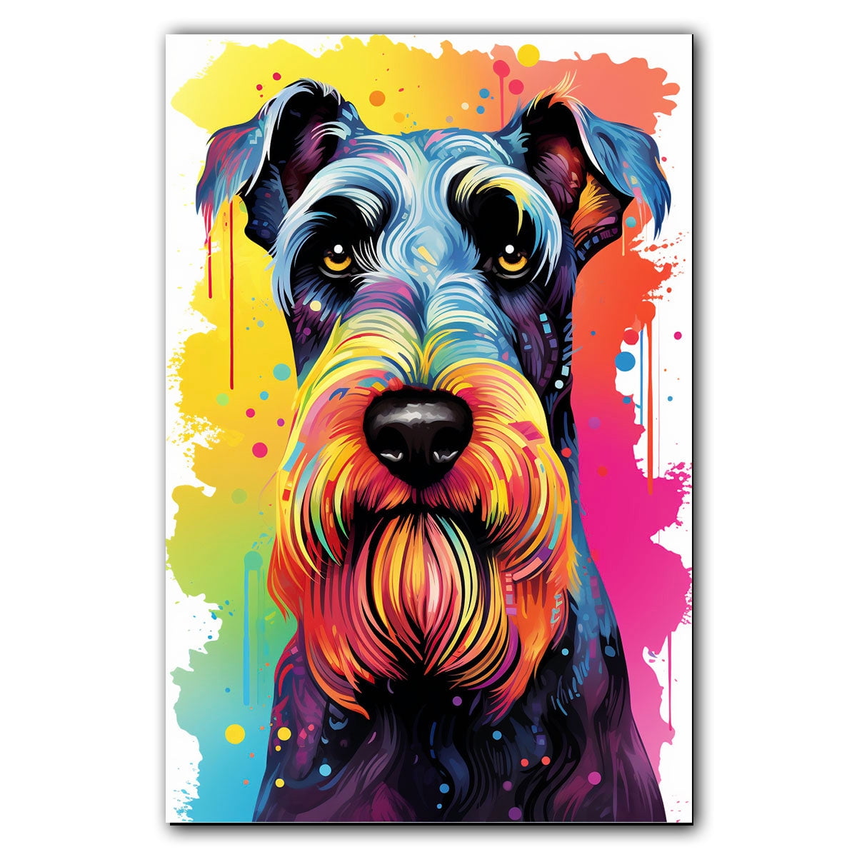 Giant Schnauzer Dog Canvas Wall Art Colorful Pets Graffiti Highland ...