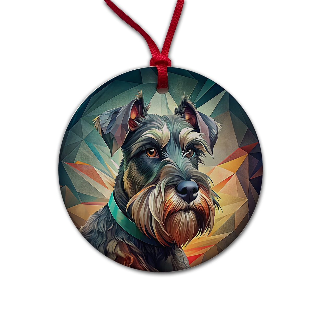 Giant Schnauzer Dog Contemporary Art Christmas Tree Holiday Round ...