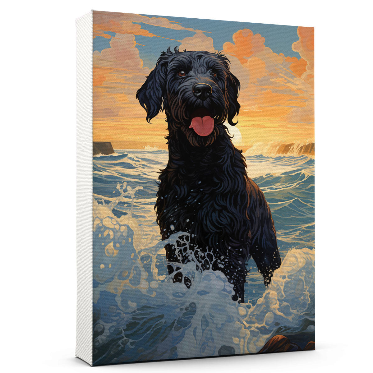 Giant Schnauzer Dog With Great Wave Japanese Wall Art poster paintings ...
