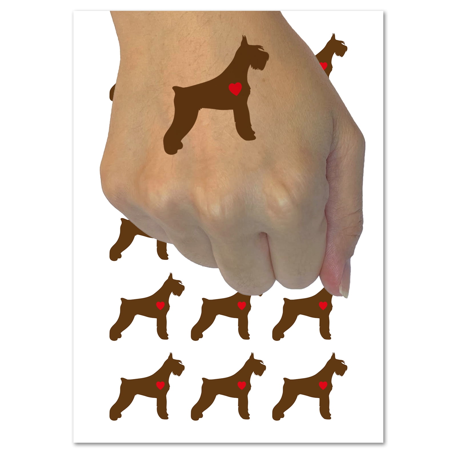 Giant Schnauzer Dog with Heart Water Resistant Temporary Tattoo Set ...