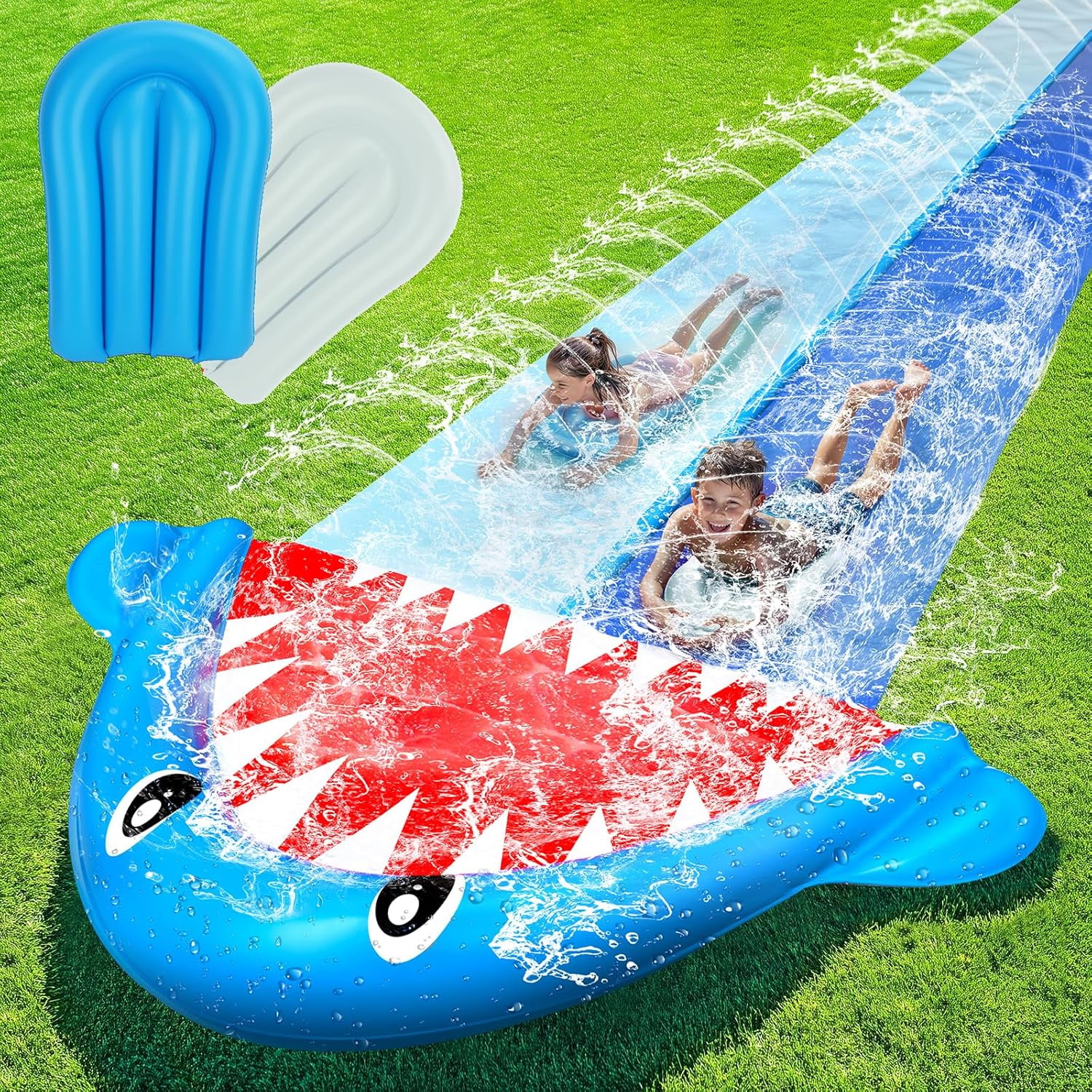 Giant Shark Water Slides for Kids 20Ft Waterslide Backyards Lawn with 2 ...