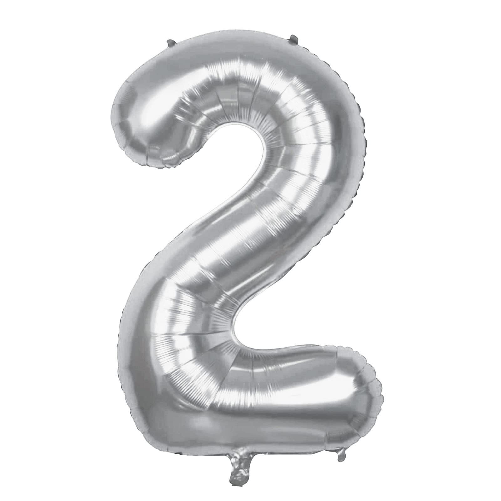 Giant, Silver Number 2 Balloon - 40 Inch | Royal Silver 2 Balloon for ...