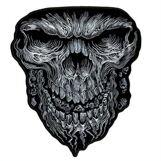 Giant Skull, High Thread Embroidered Iron-on/Saw-on Rayon XL Patch - 10 ...