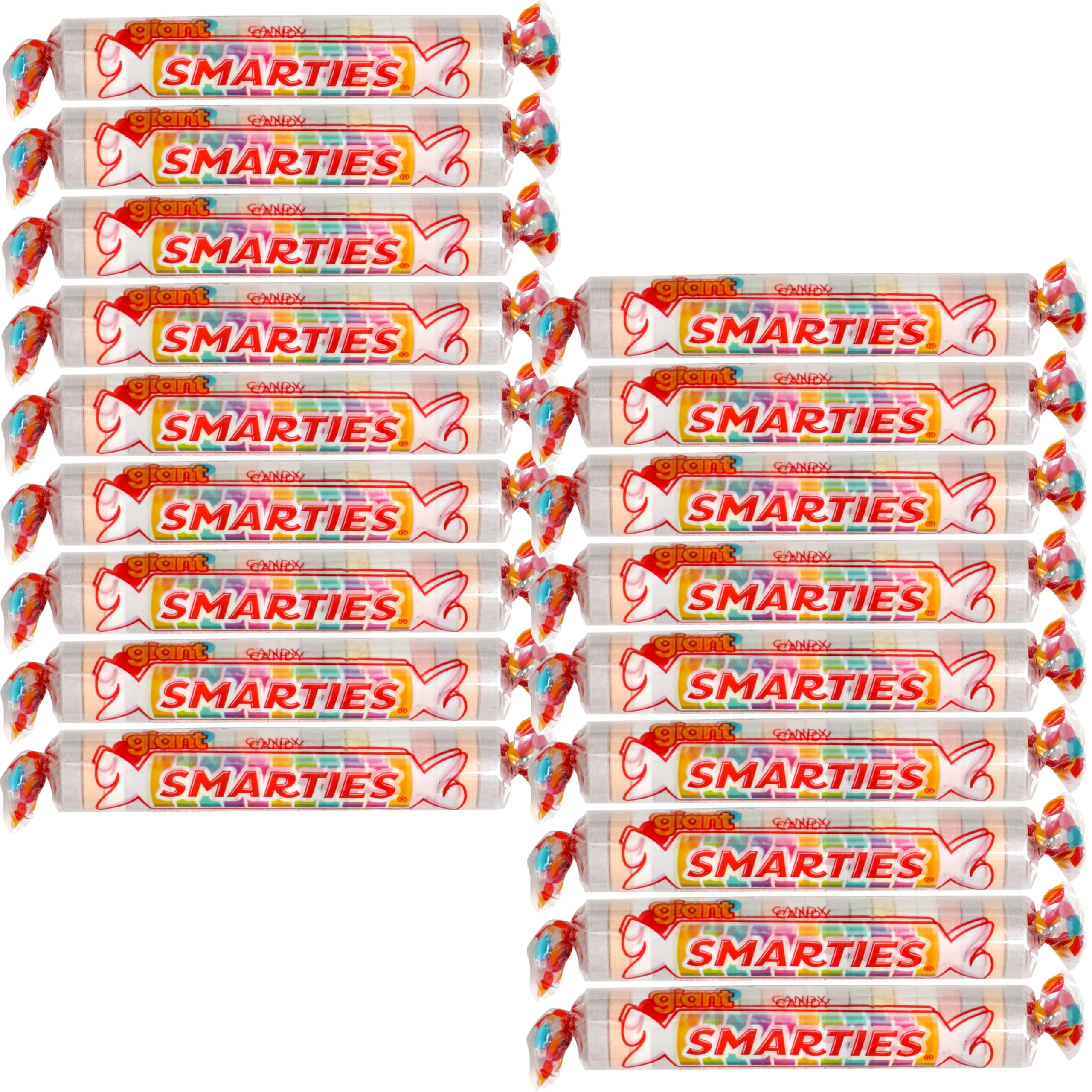 Giant Smarties Candy Rolls, 18 Pack, Individually Wrapped Hard Candy ...