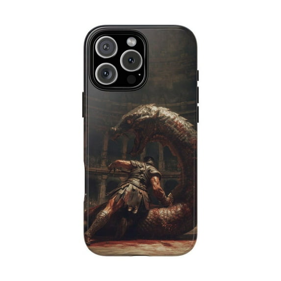 Giant Snake Gladiator Battling Serpent in Epic Fantasy Scene Phone Case ...