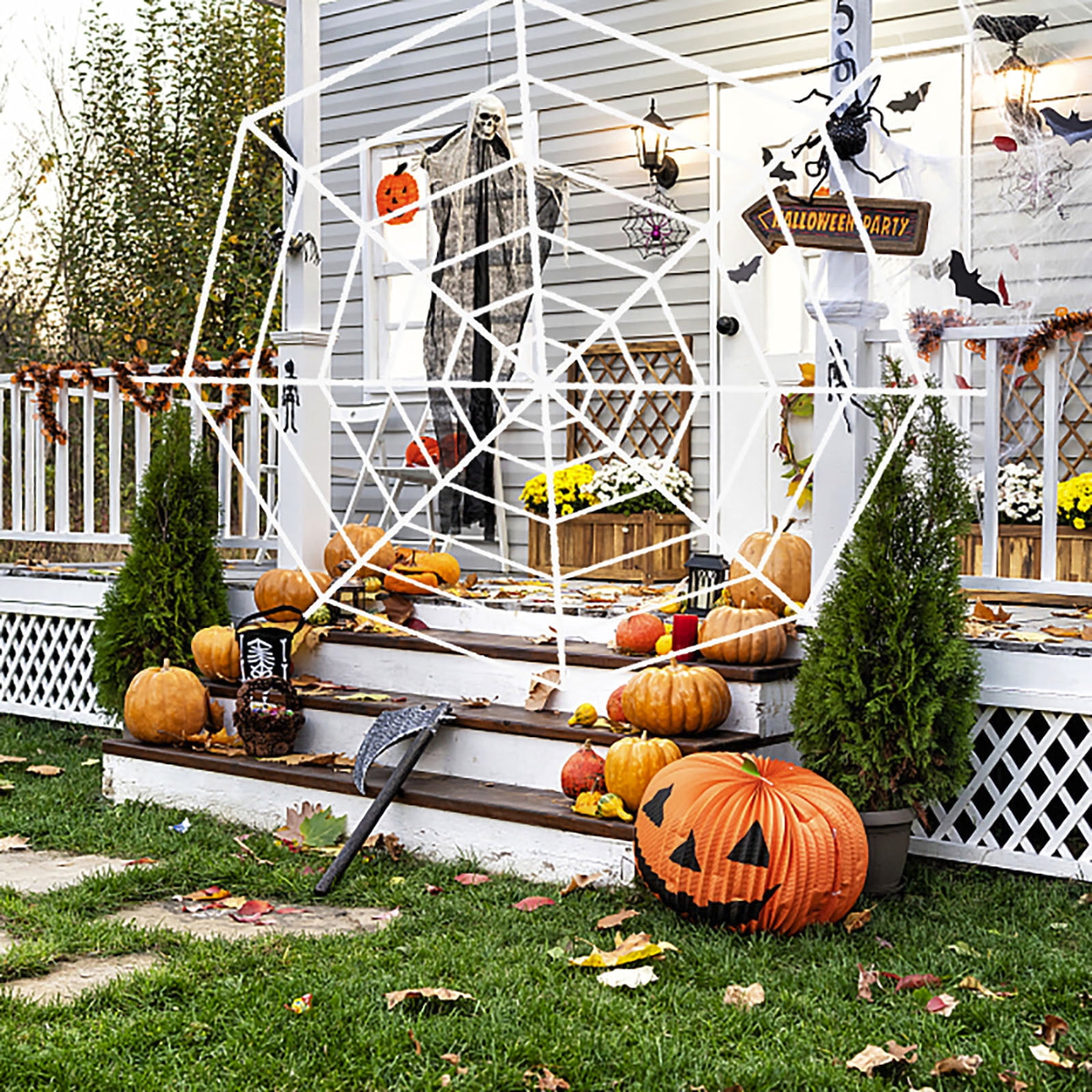Giant Spider Halloween Web Decorations Halloween Spider Web Decor 5m ...