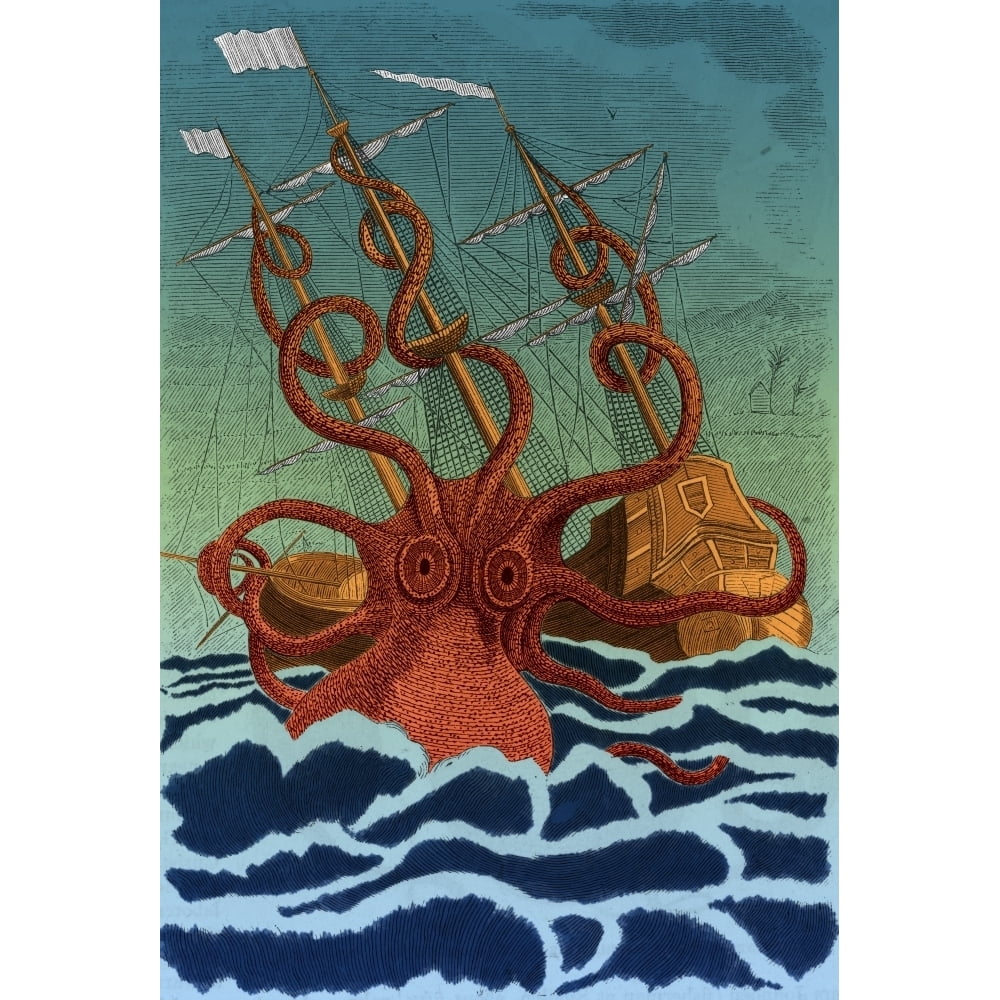 Giant Squid Attacking Ship, 1801 Poster Print by Science Source (24 x ...