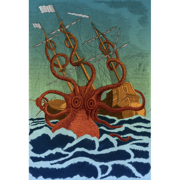 Giant Squids Attacking Ships