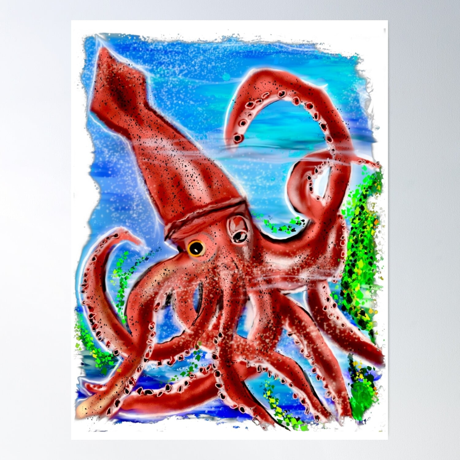 Giant Squid Poster Wall Art, Modern Wall Decor, 12x18 UNFRAMED ...