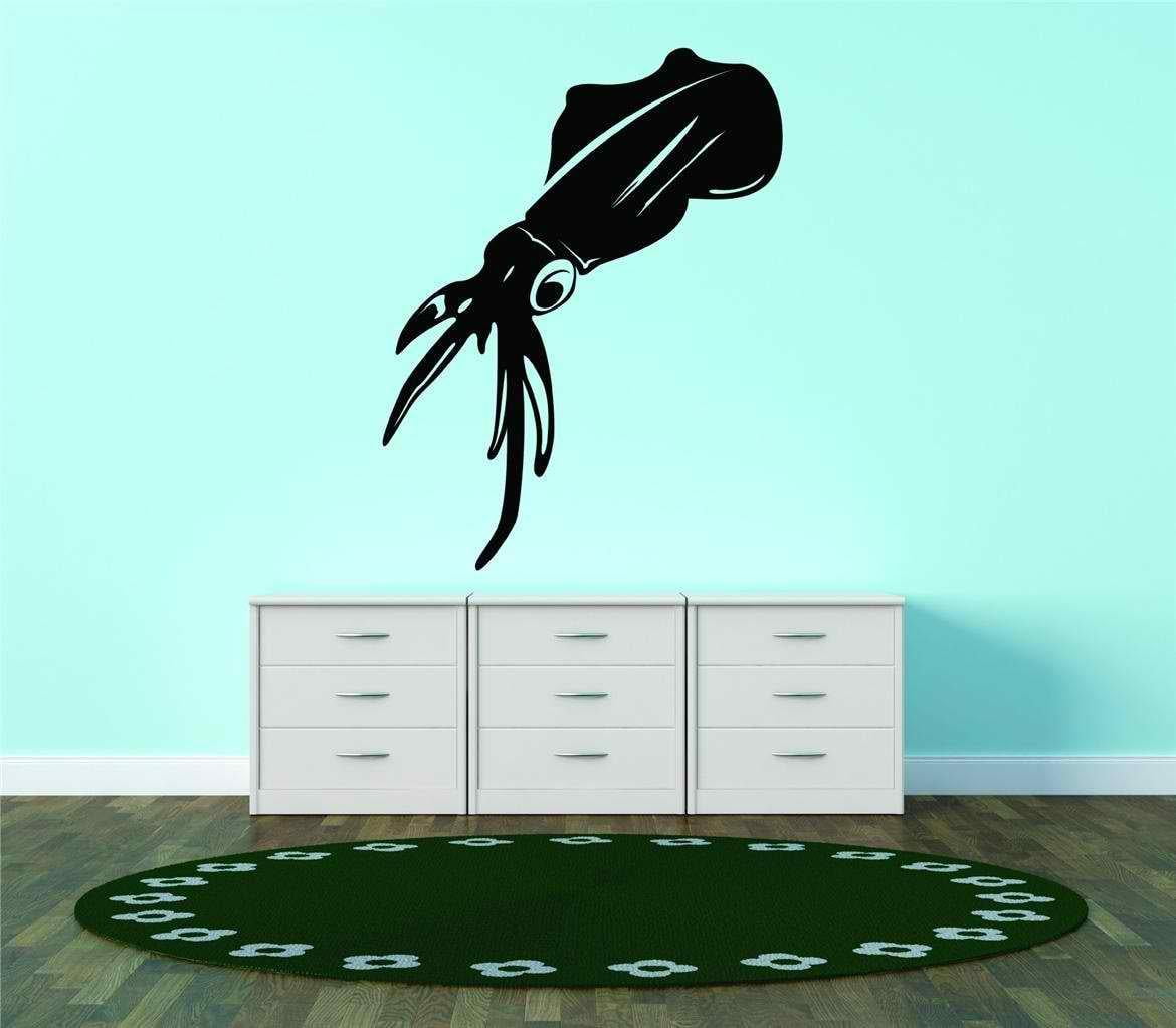 Giant Squid Sea Ocean Animal Vinyl 10"X30" - Wall Decal Vinyl Peel And ...