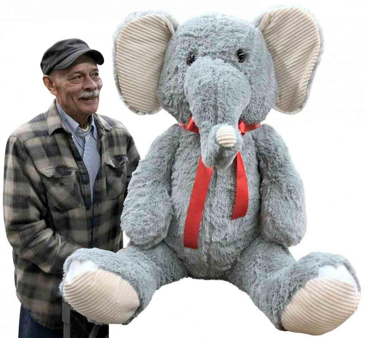 Giant Stuffed Elephant - Large 4-Foot Extra-Soft Jumbo Plush Animal ...
