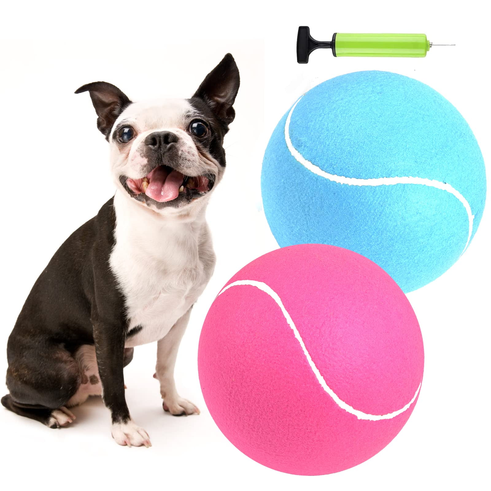 Giant Tennis Ball For Dogs Of 2 Pack - 9.5 Inch Pink And Blue Large Dog ...
