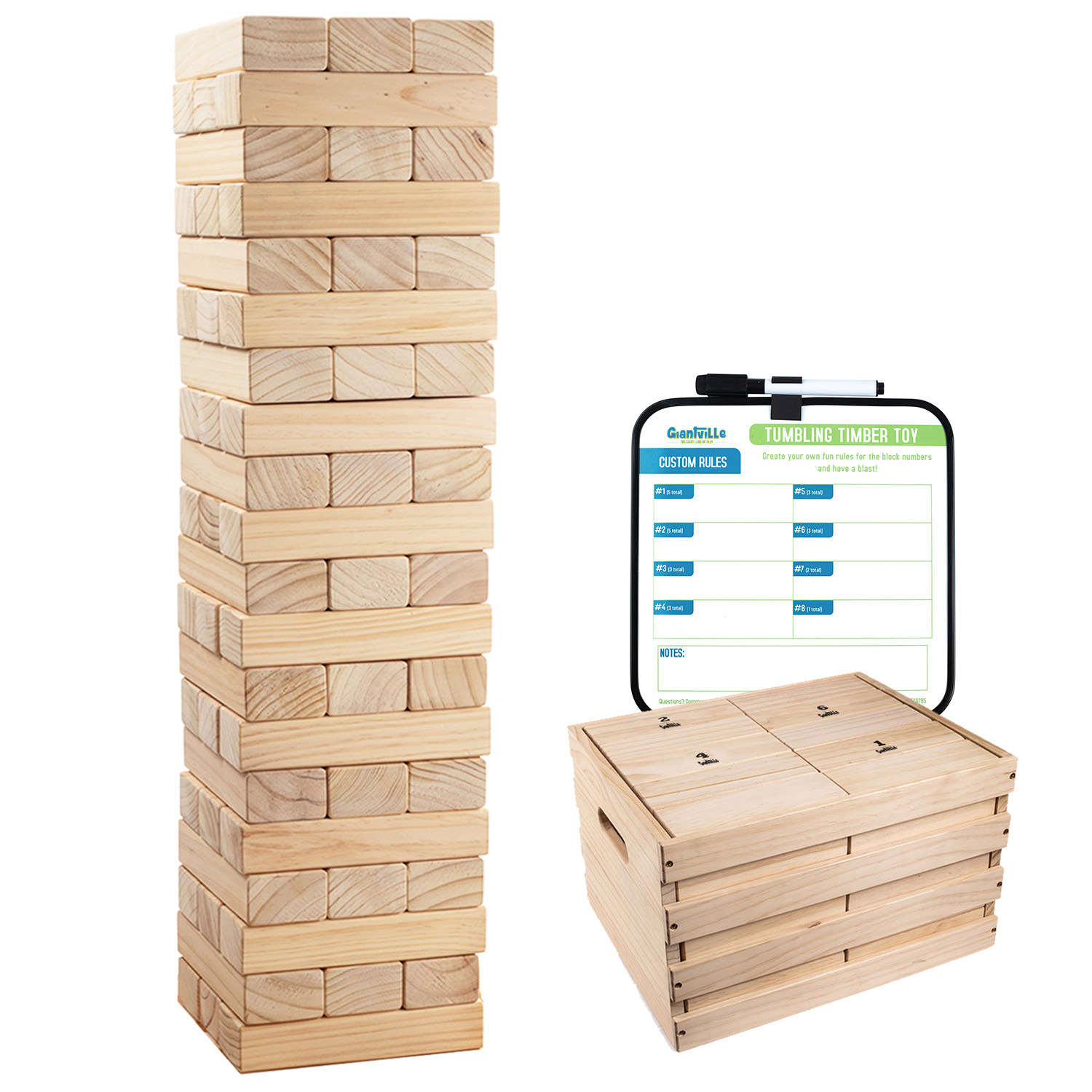 Giant Jumbling Tower Party Game with 51 Wood Blocks, for Families and ...