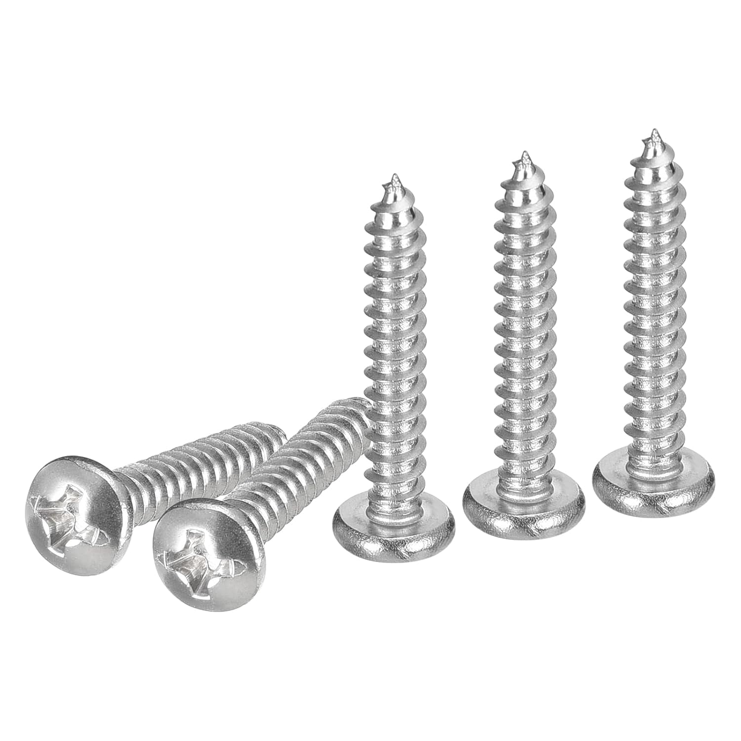 #6x7/8 Phillips Pan Head Self-Tapping Screw - 100Pack - Bright Finish ...