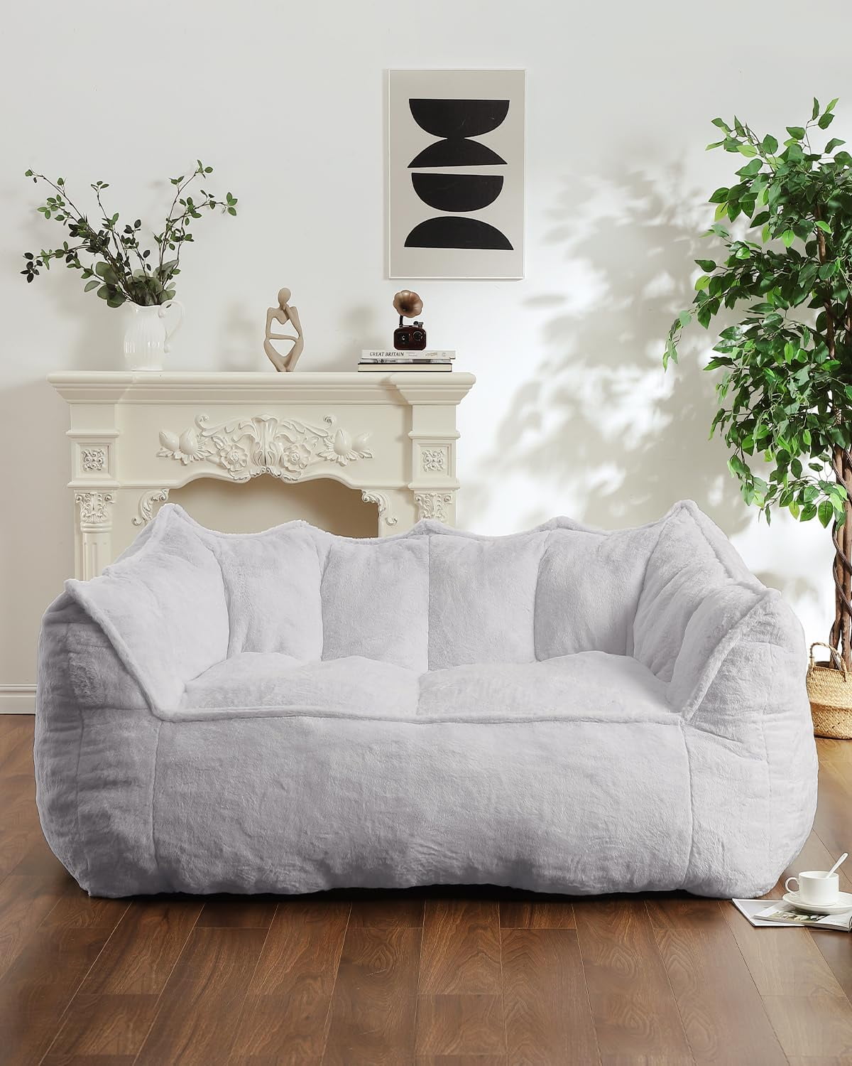 Giant Two-Seater Bean Bag Sofa for Adults Teens, Oversized Bean Bag ...