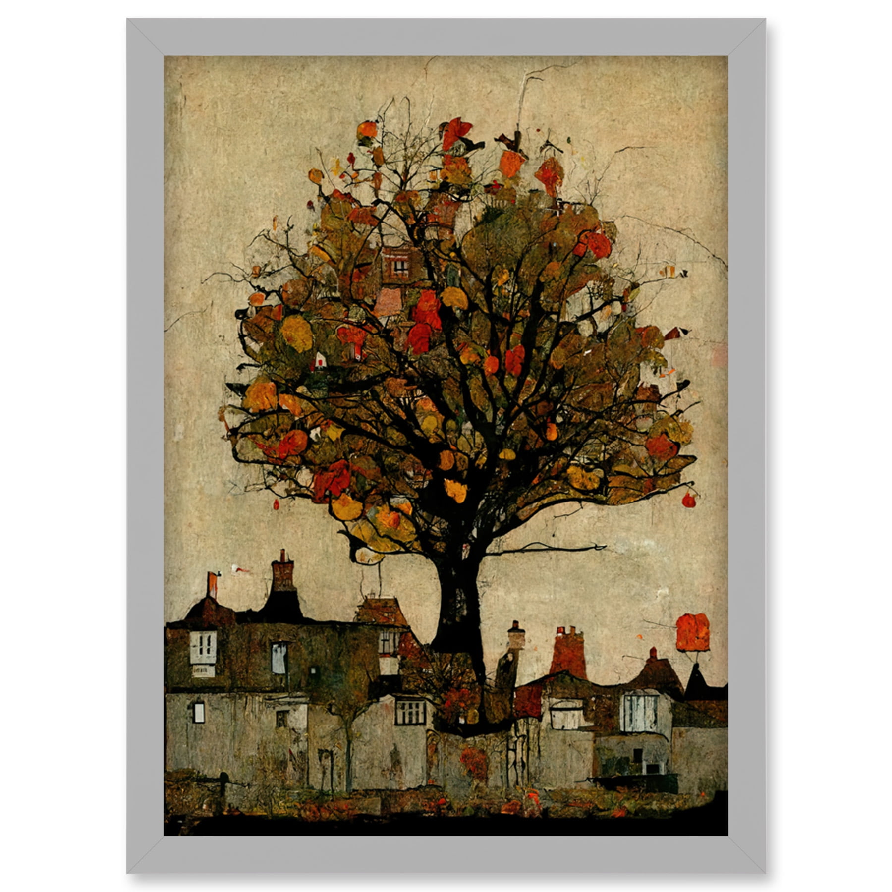 Giant Untidy Quirky Street Tree Artwork Framed Wall Art Print A4 ...