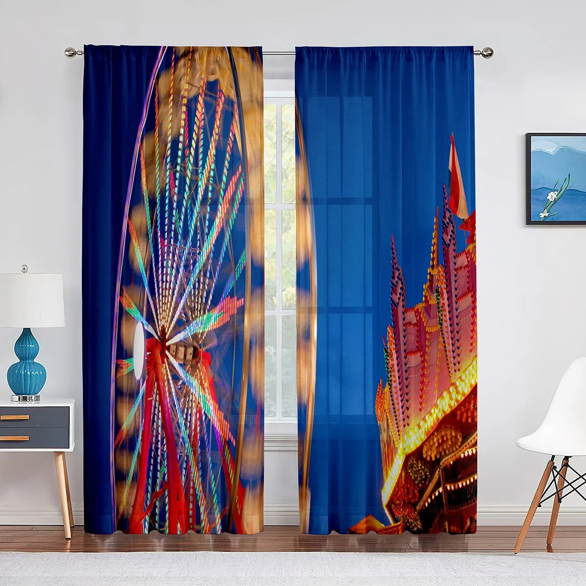 Giant Vertical Revolving Ferris Wheel Tulle Curtains Living Room ...