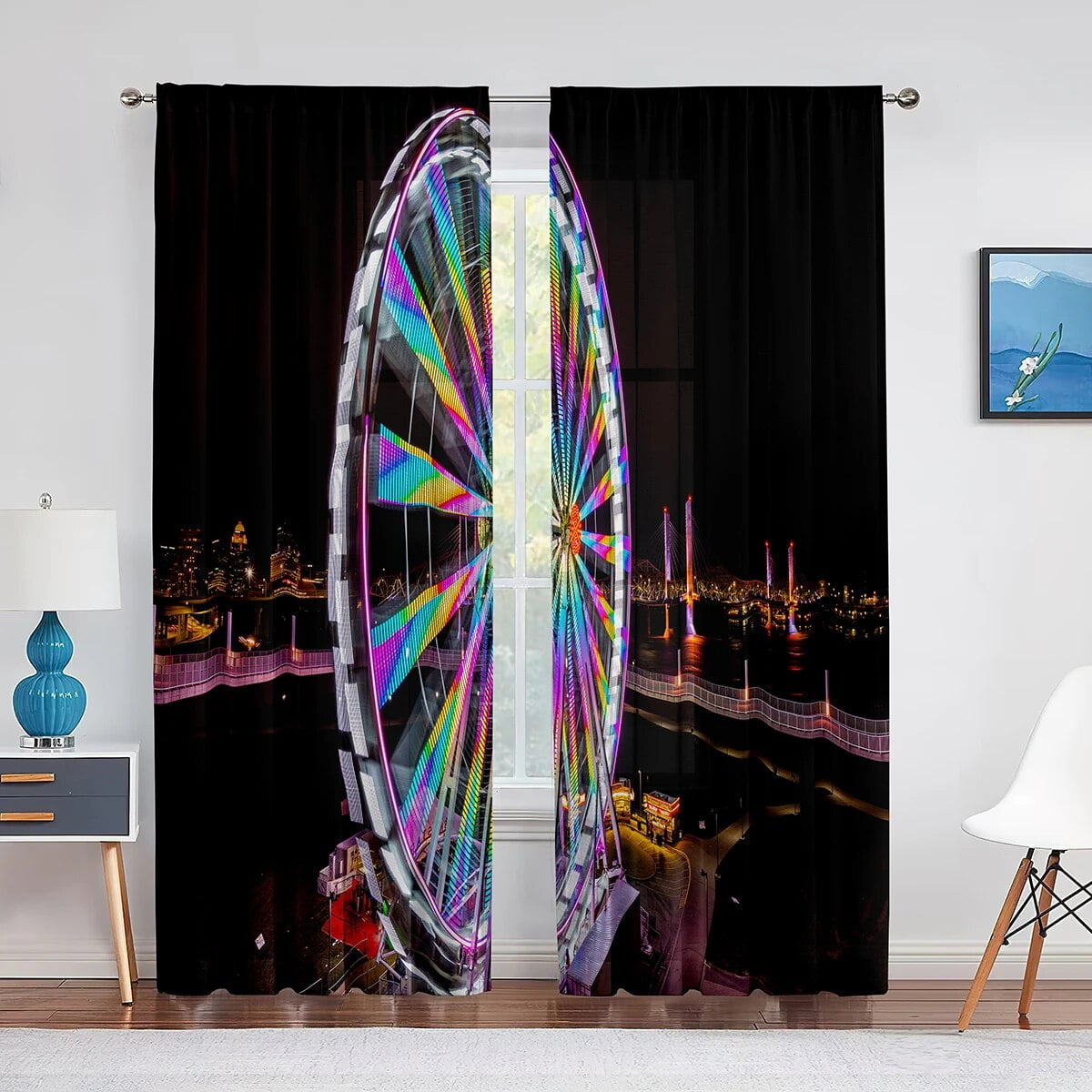 Giant Vertical Revolving Ferris Wheel Tulle Curtains Living Room ...