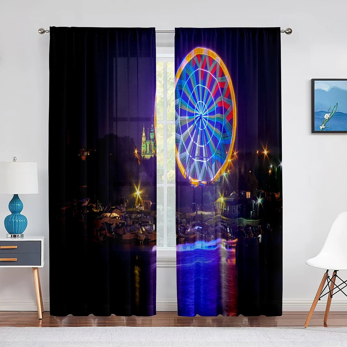 Giant Vertical Revolving Ferris Wheel Tulle Curtains Living Room ...