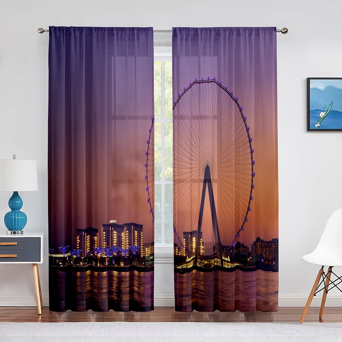 Giant Vertical Revolving Ferris Wheel Tulle Curtains Living Room ...