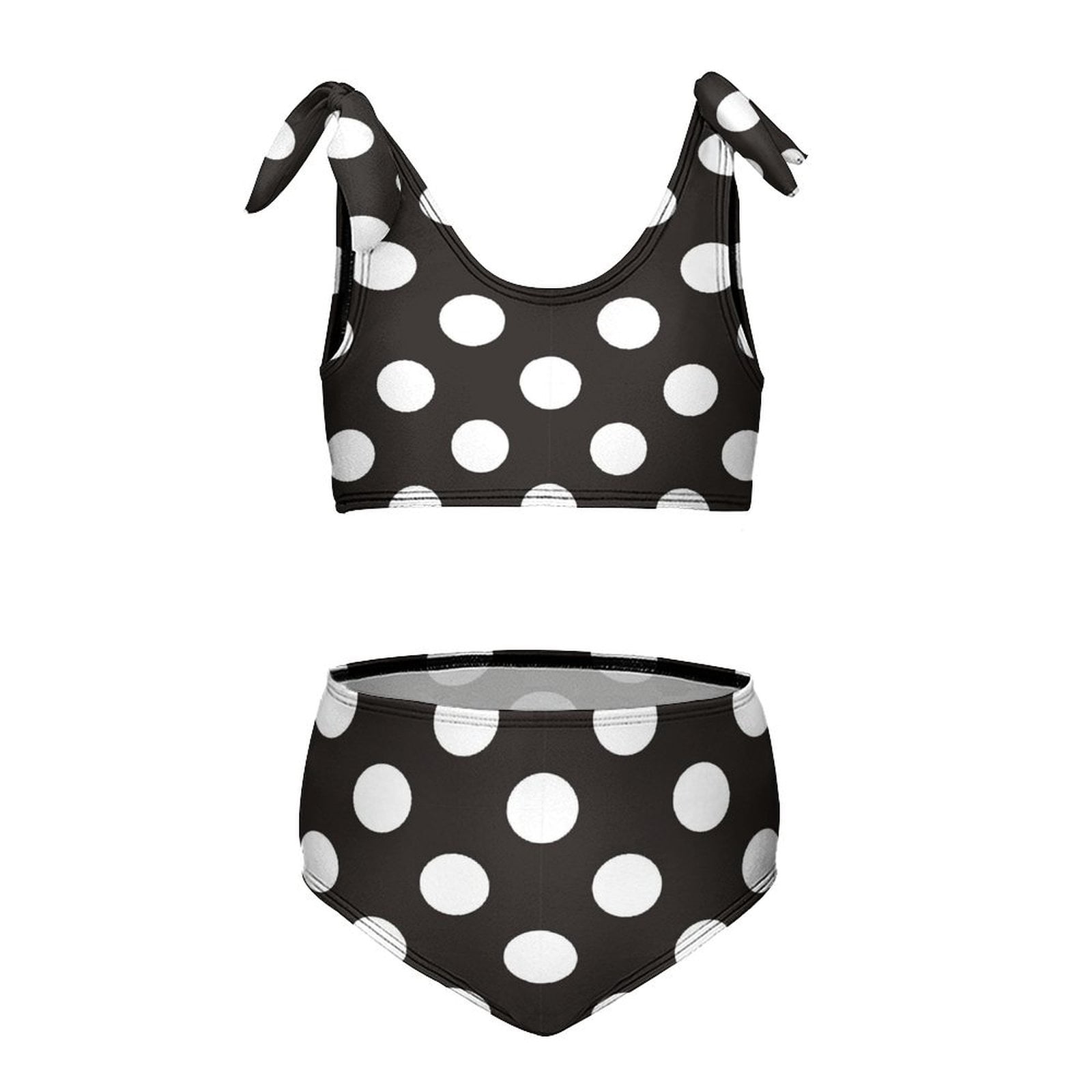 Giant White And Dark Grey Polka Dot Pattern Girl's 2 Piece Bikini Set ...