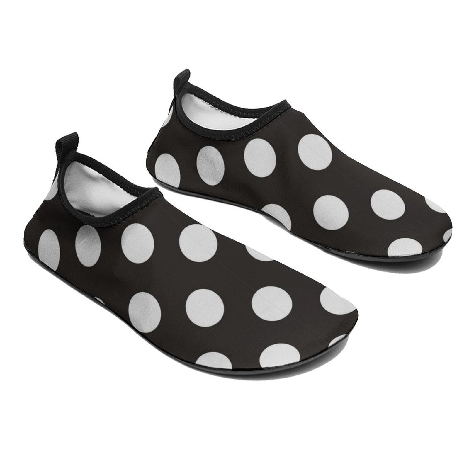 Giant White And Dark Grey Polka Dot Pattern Water Shoes Beach Slip-on ...