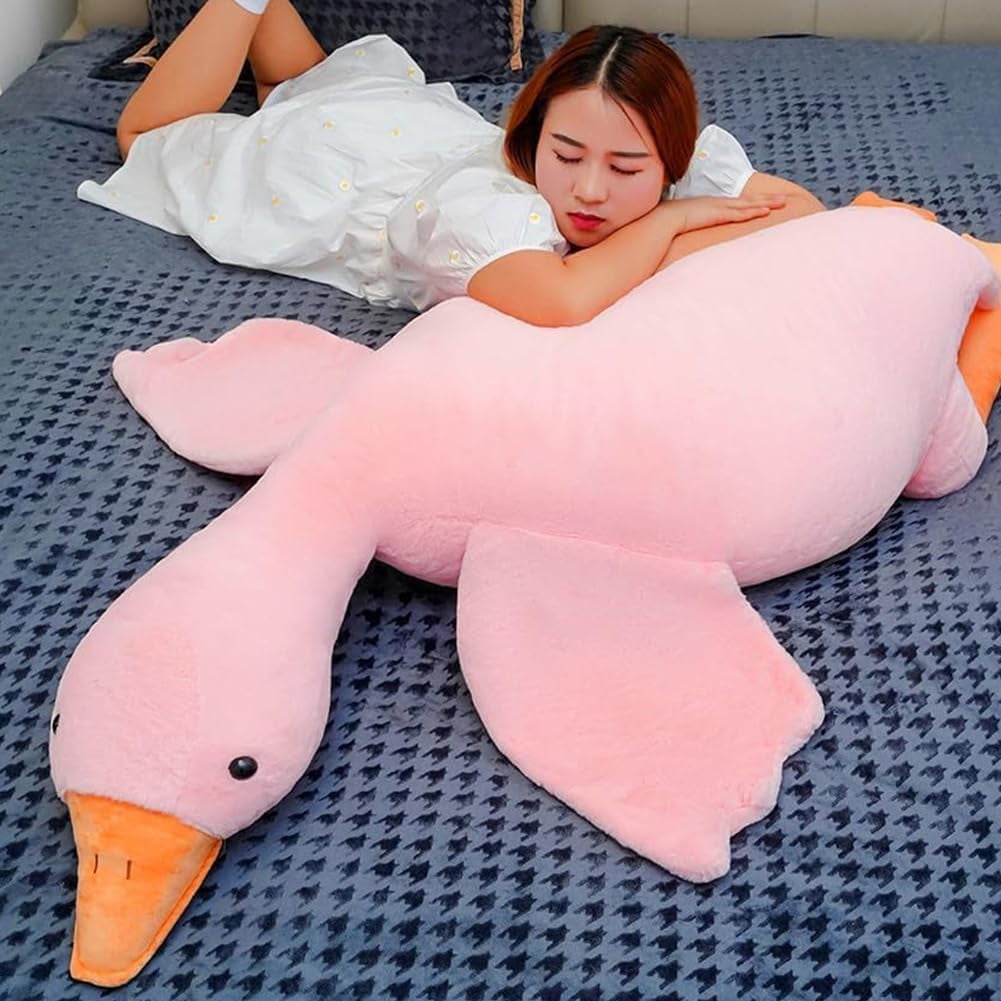 Giant White Goose Plush-Soft Furry Swan Stuffed Animal Pillow,Huge Goose Plush Hugging Pillow ...