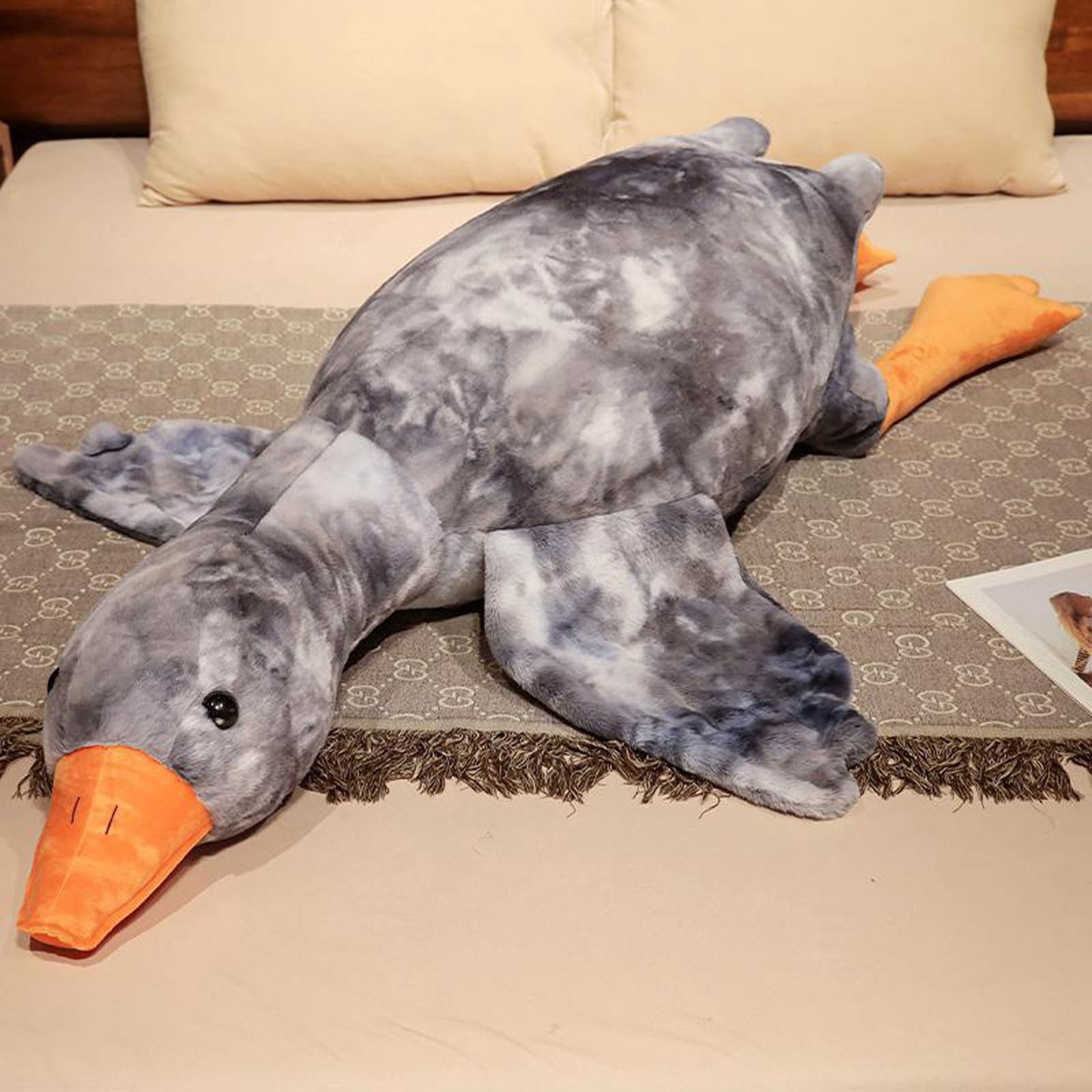 Giant White Goose Plush, Soft Furry Swan Stuffed Animal Pillow,Huge ...