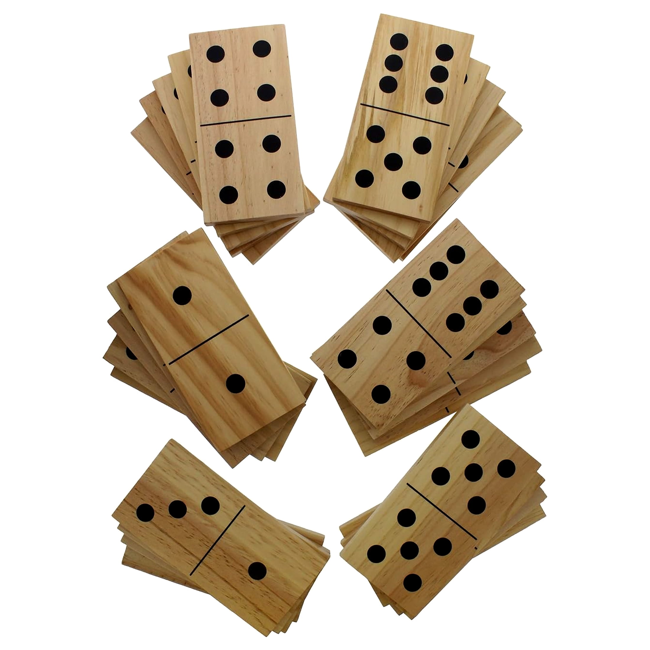 Giant Wooden Dominoes 28-Piece Jumbo Set Natural Wood & Black Numbers ...