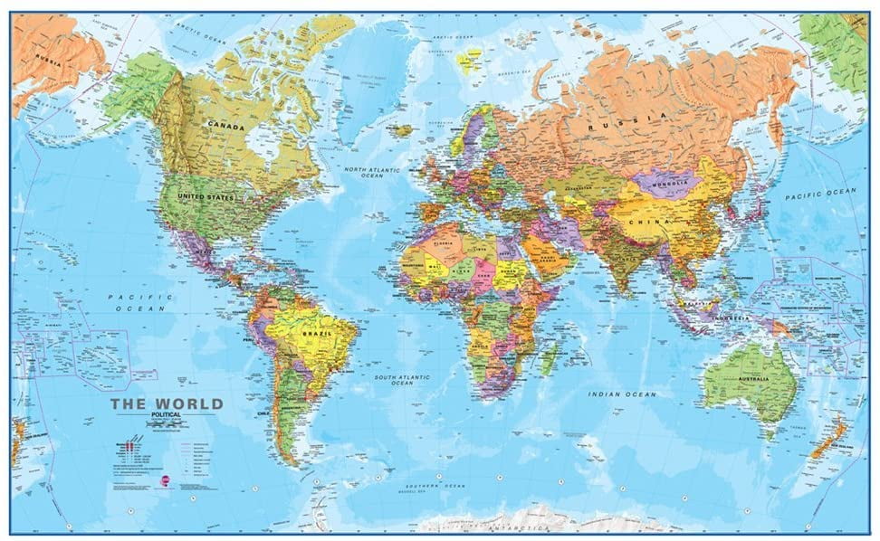 Giant World Map Poster – Mega-Map of The World – Front Lamination - 46 ...