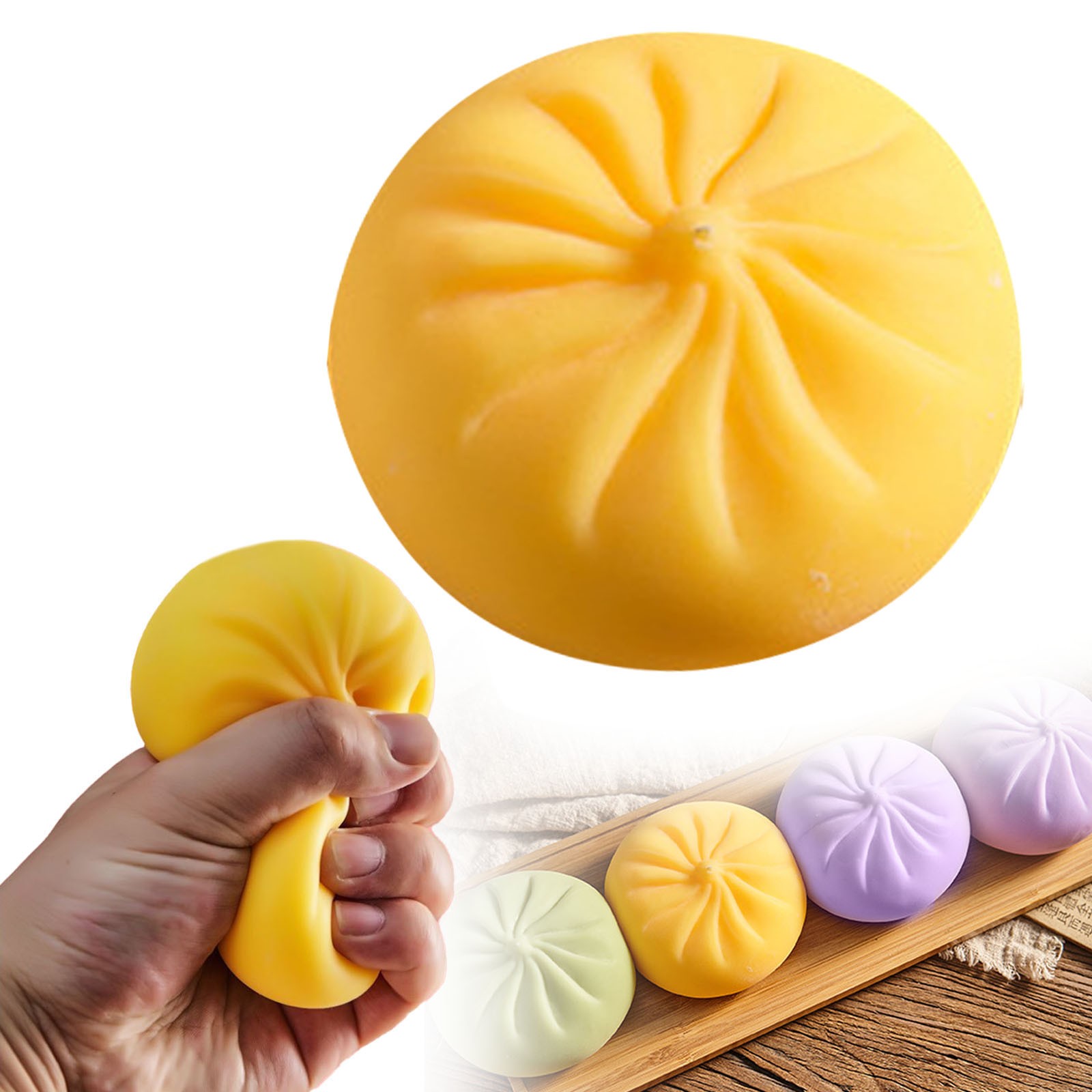 Giant Yellow Dumpling Squishy, Jumbo Steamed Bun Stress Relief Toy Soft ...