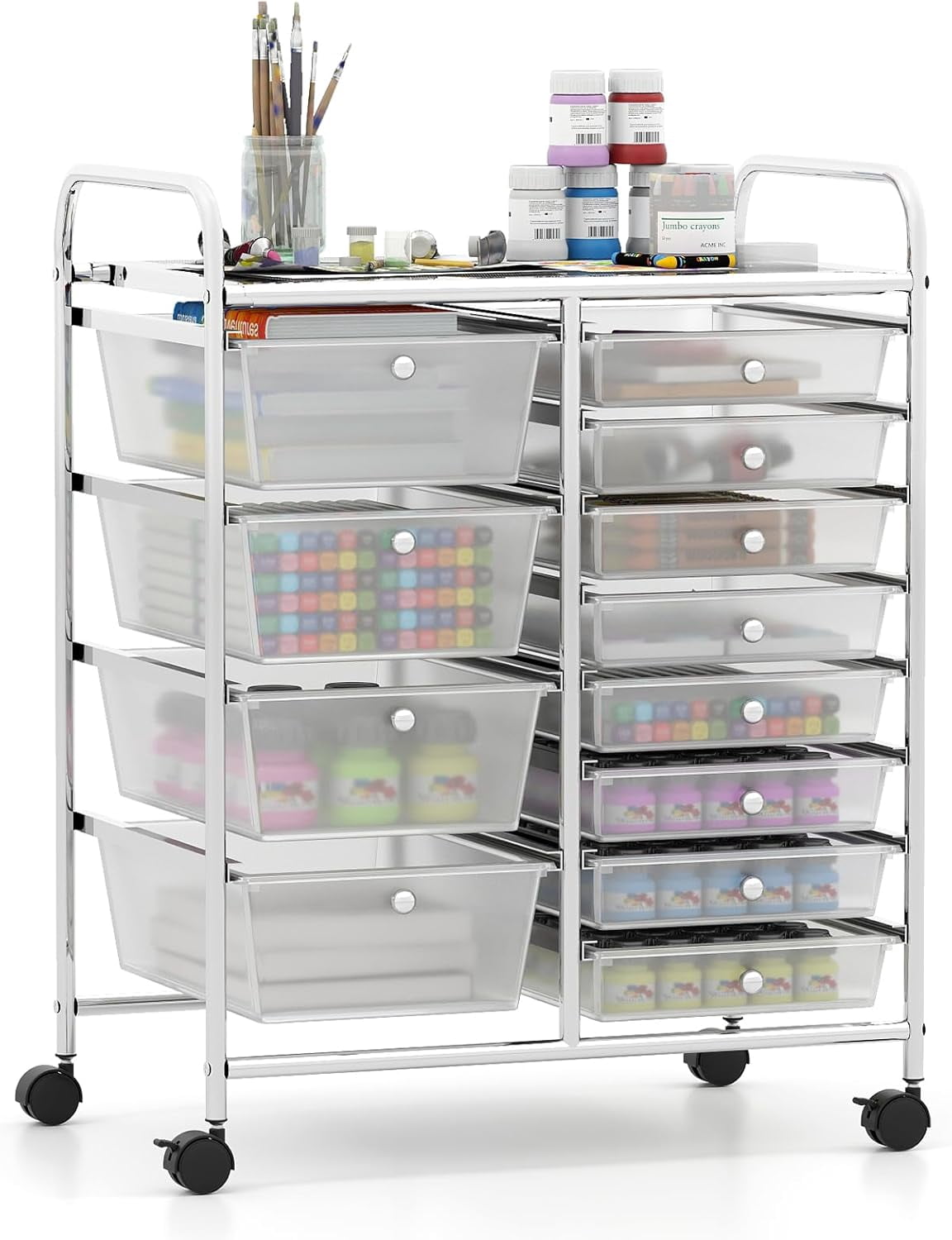 Giantex 12 Drawer Rolling Cart with Drawers, Storage Organizer Cart for ...