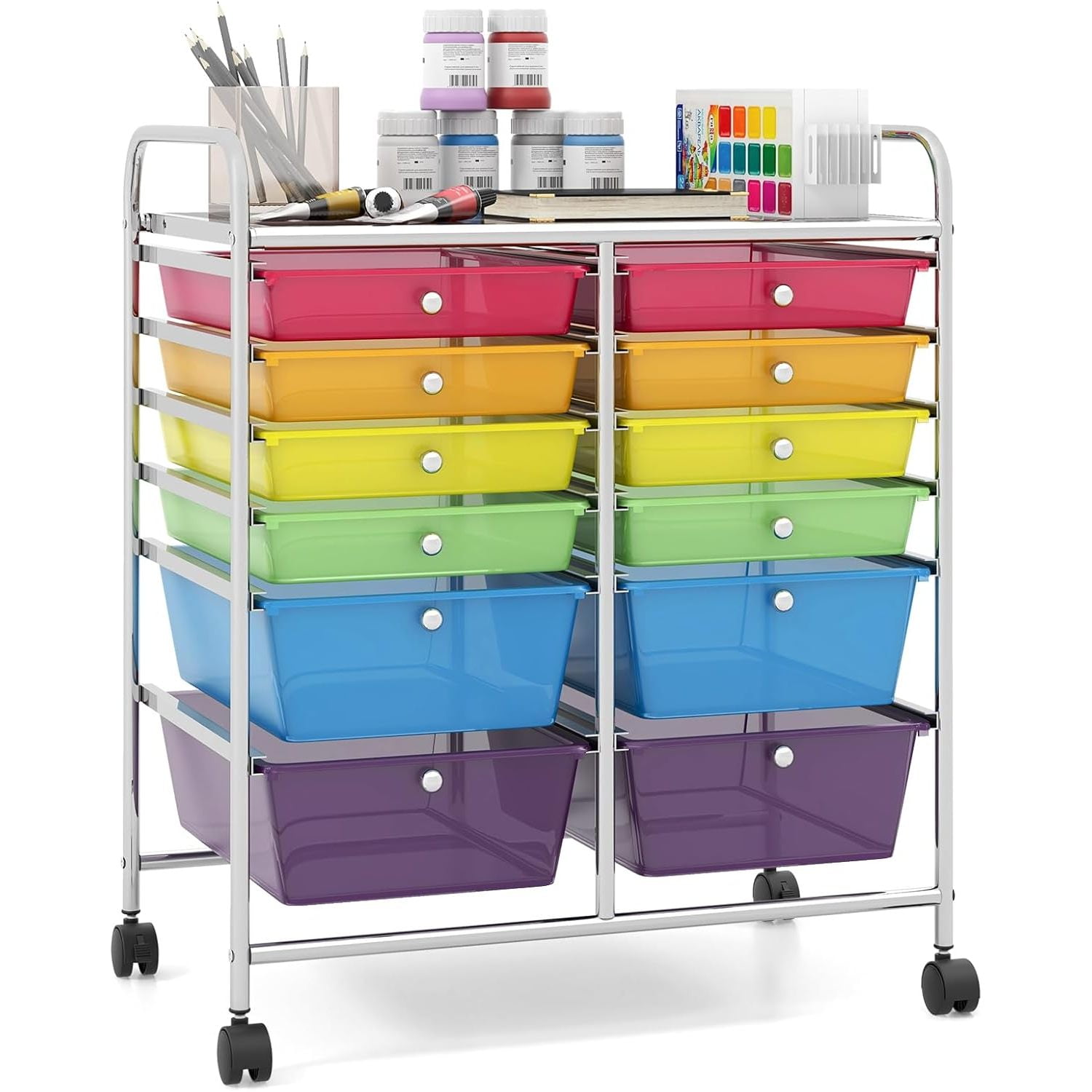 Giantex 12 Drawer Rolling Storage Cart Tools Scrapbook Paper Office ...