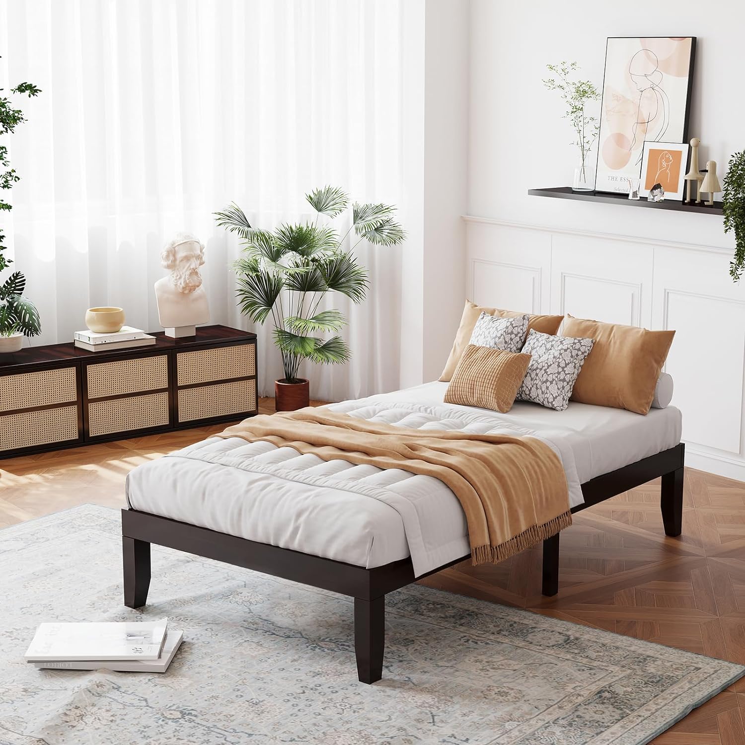 Giantex 14 Inch Full Wood Platform Bed Frame, Minimalist Style Mattress ...