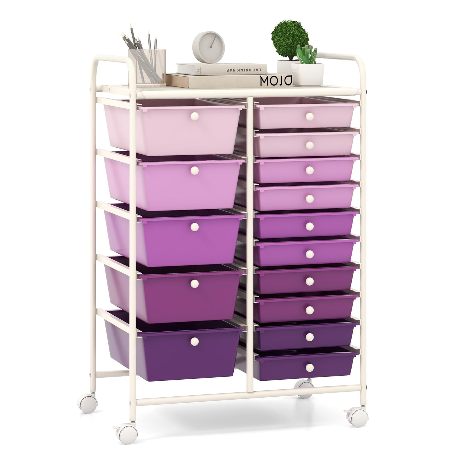 Giantex 15 Drawers Rolling Cart, Classroom Organizers, Storage Cart ...